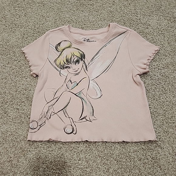Disney | Shirts & Tops | Disney Girls Large Pink Tinkerbell Short ...